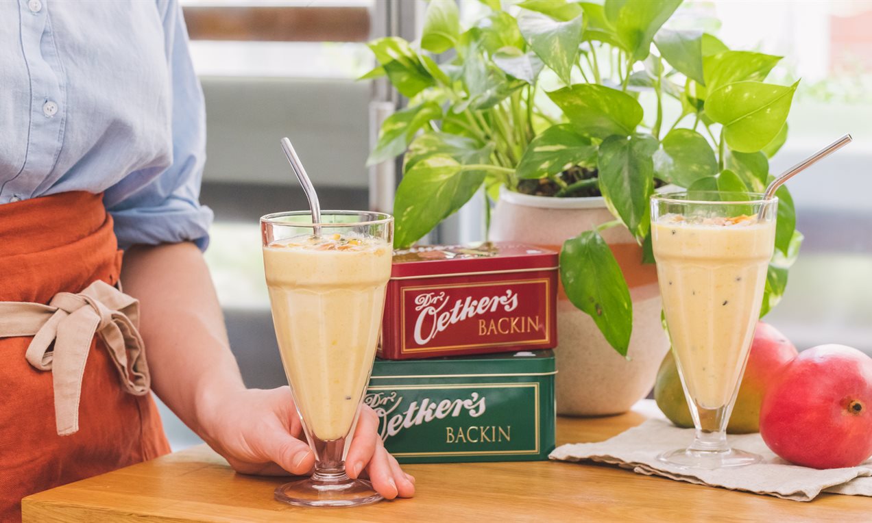 Batido de almendras, mango y maracuyá Receta | Dr. Oetker